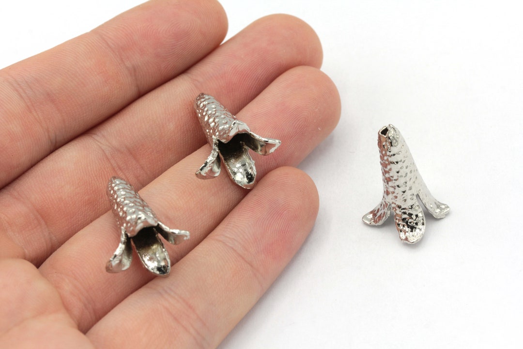 10x20mm Rhodium Plated Cone Caps, Hammered Cone Cap, Cones, Bead Caps ...