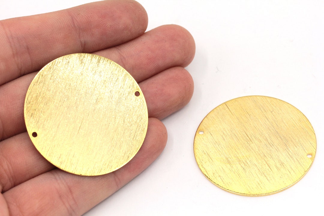 40mm 24k Shiny Gold Textured Disc Charm, 2 Holes Round Disc, Stamping ...