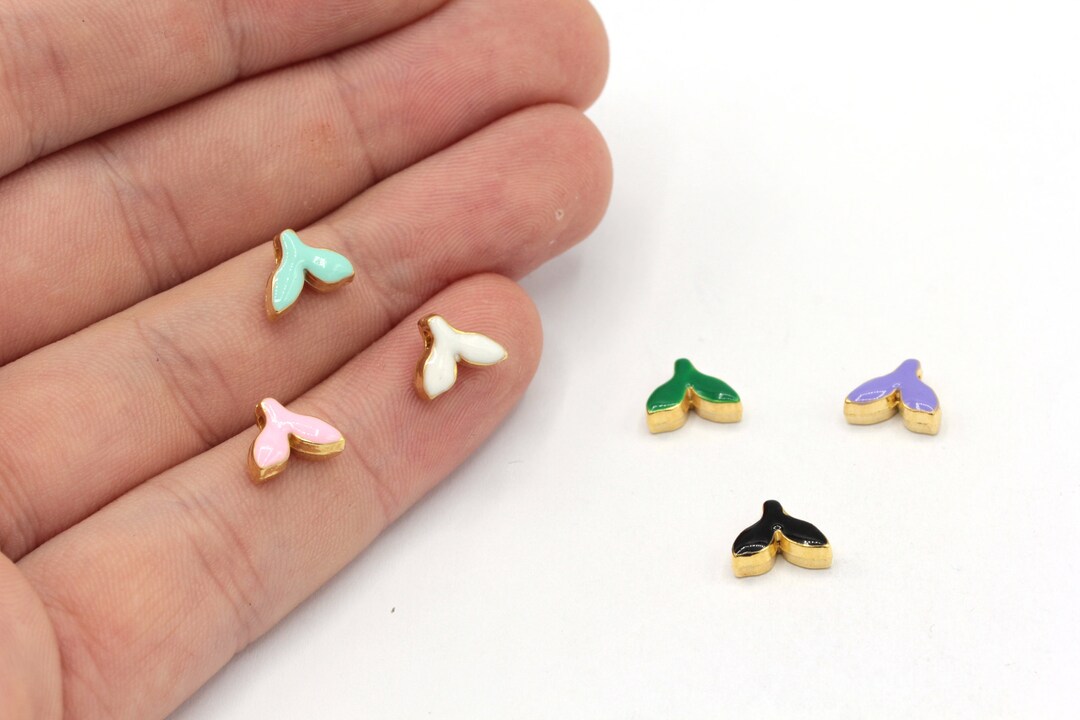 7x9mm 24k Shiny Gold Plated Enamel Whale Tail Beads, Animal Beads ...