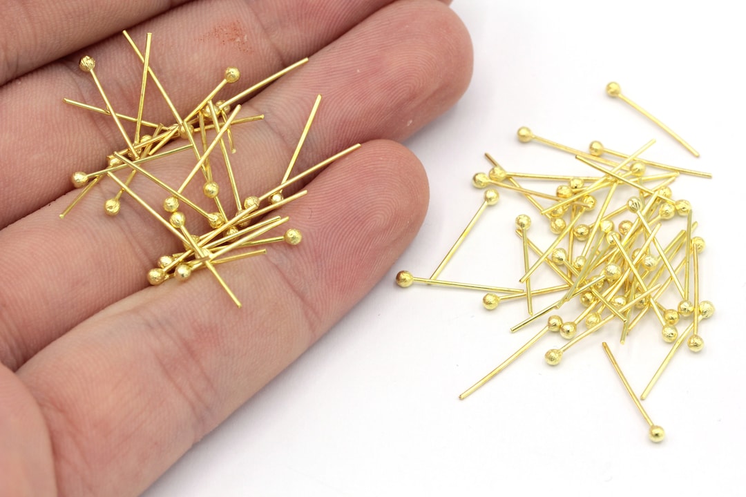 50 Pcs 23 Ga 15mm Brass Ball Head Pin, Gold Tone Ball Head Pin, Head ...