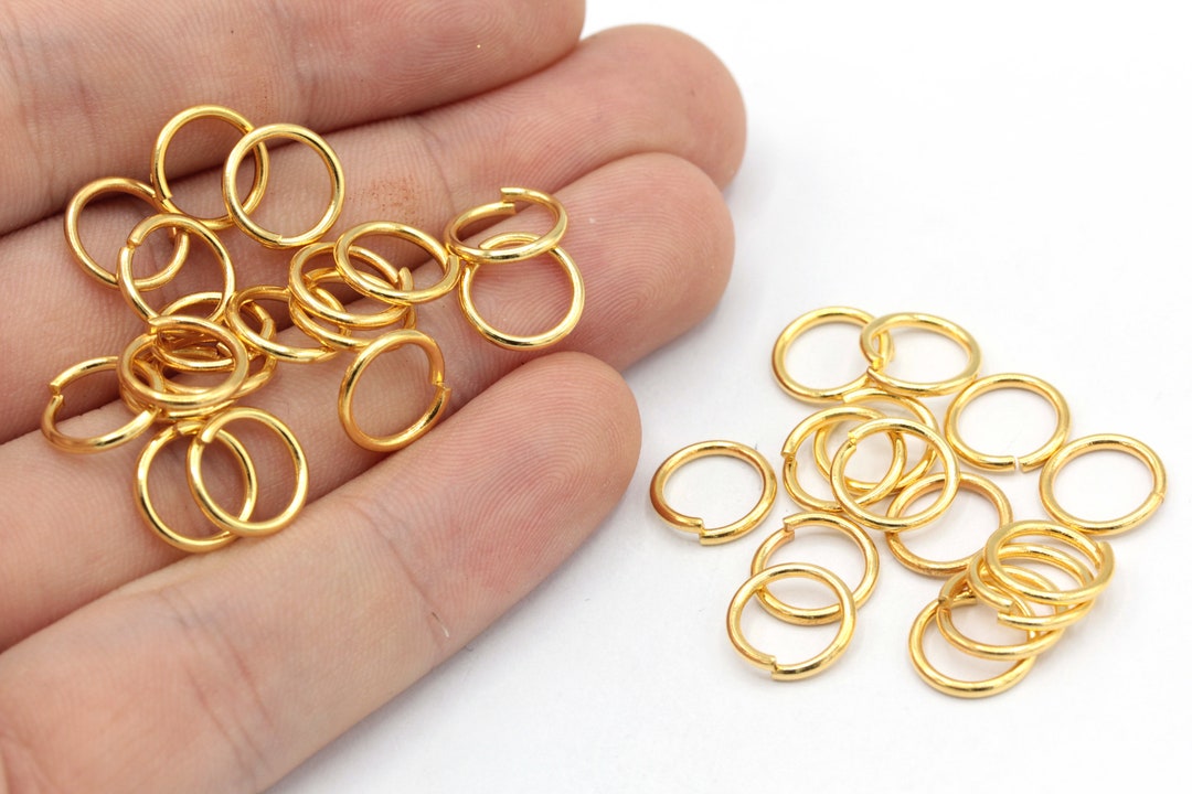 16 Ga 10mm 24k Shiny Gold Plated Jump Ring, Open Jump Ring, Gold Connector, Bulk Jump Ring, Tiny ...