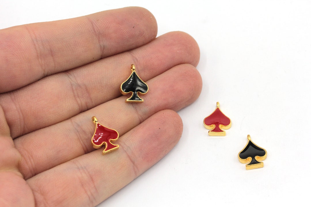 10x13mm 24k Shiny Gold Plated Tiny Spades Charm, Enamel Spades Charm ...