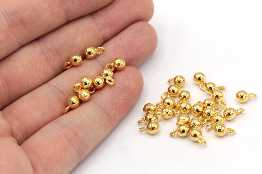 5x8mm 24k Shiny Gold Plated Mini Ball Charm, Tiny Ball Charm, Gold ...