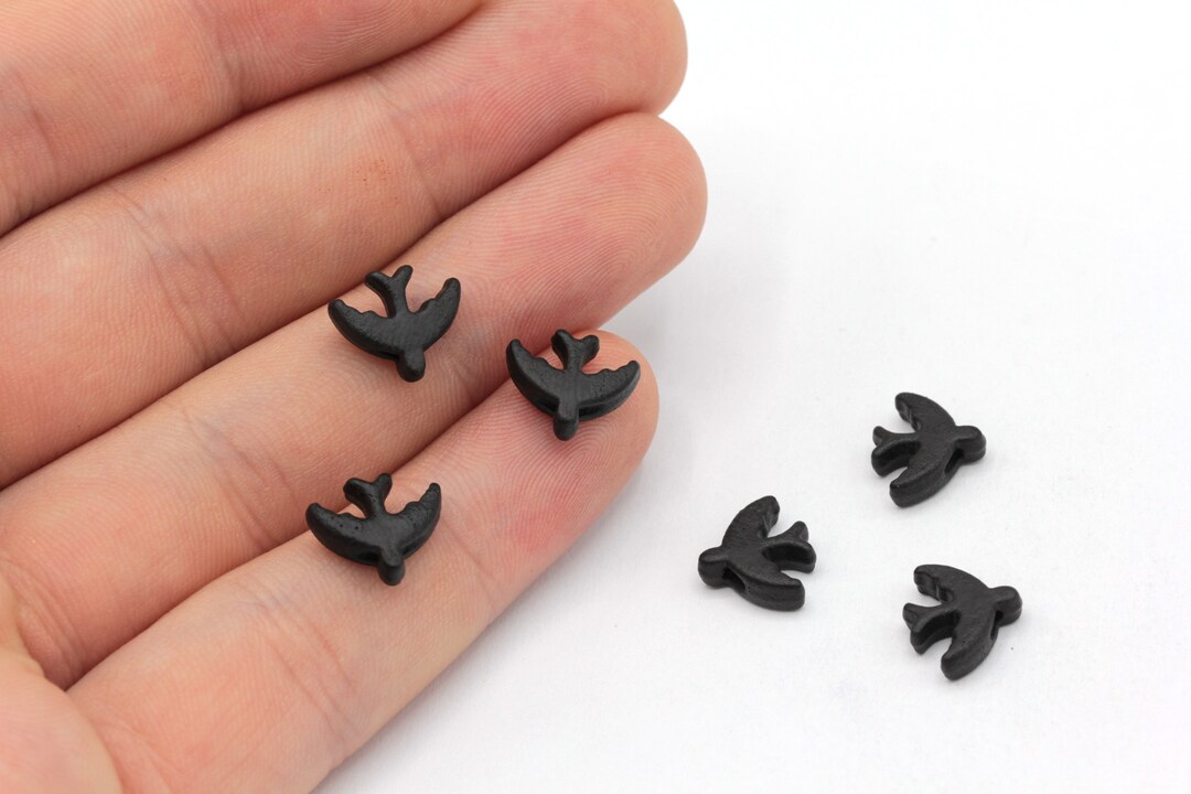 10x11mm Black Bird Beads, Animal Beads, Bird Spacer Beads, Bird ...