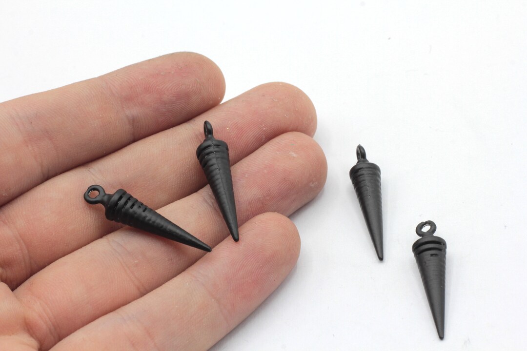7x27mm Black Plated Spike Charm, Long Spike Pendant, Black Spike ...