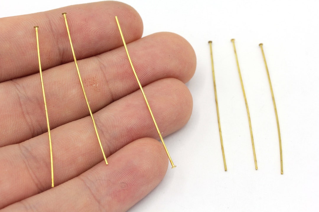 100 Pcs 23 Ga 45mm Brass Flat Head Pin, Gold Tone Flat Head Pin, Head ...