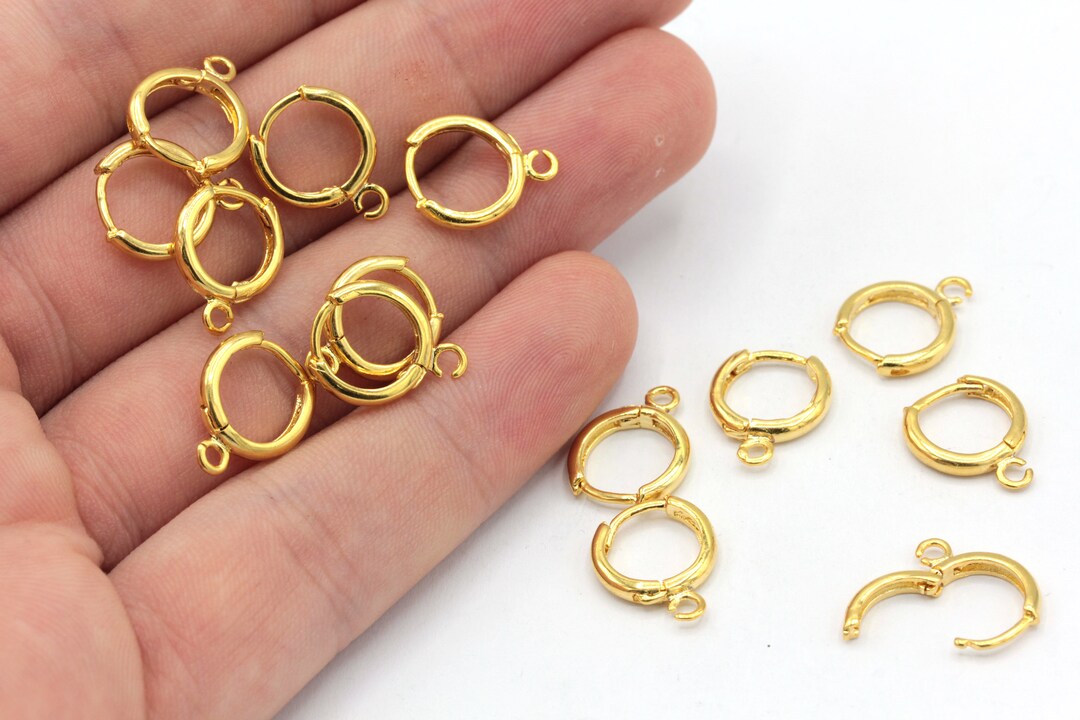 12mm 24k Shiny Gold Leverback Earring Clasps, Round Leverback Earring ...