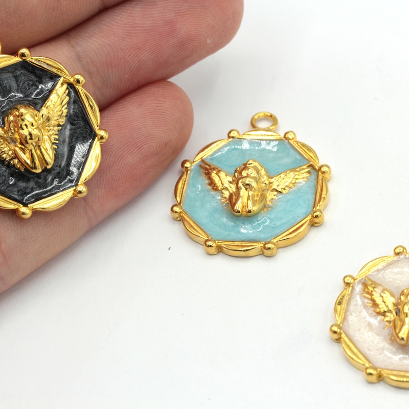 Enamel Angel Wing Charms - Etsy