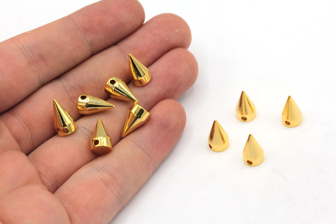 10x10mm Gold Spike Charm, Gold Spike Beads, Spike Spacer Beads, Conic ...