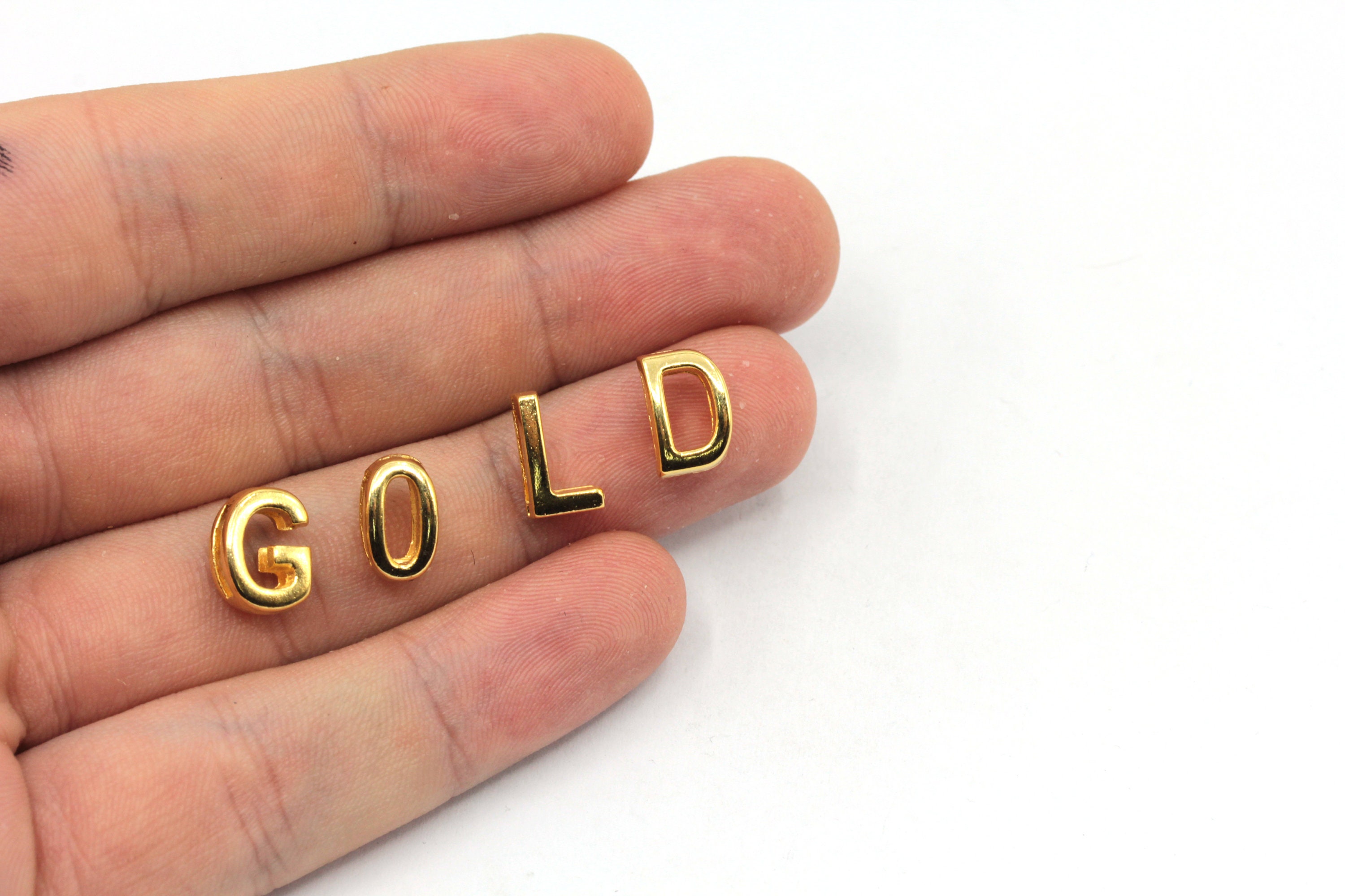 8x10mm 24k Shiny Gold Plated Letter Beads Mini Letter Beads - Etsy