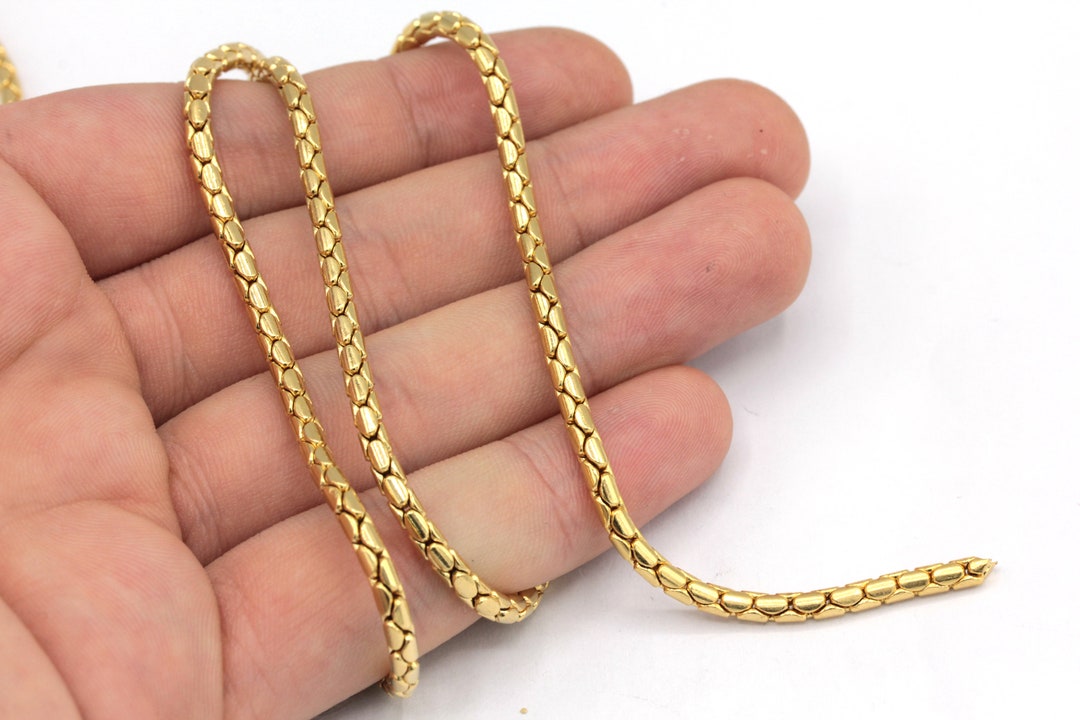 24k Shiny Gold Plated Snake Chain, Dainty Snake Chain, Choker Chain ...