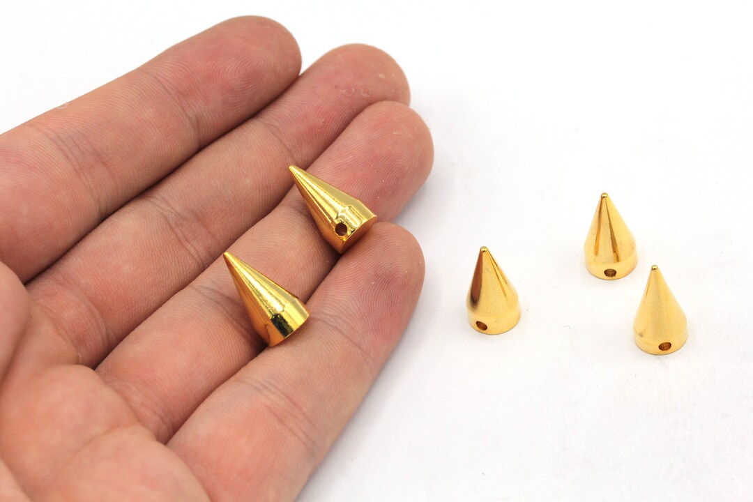 8x15mm Gold Spike Charm, Gold Spike Beads, Spike Spacer Beads, Conic ...