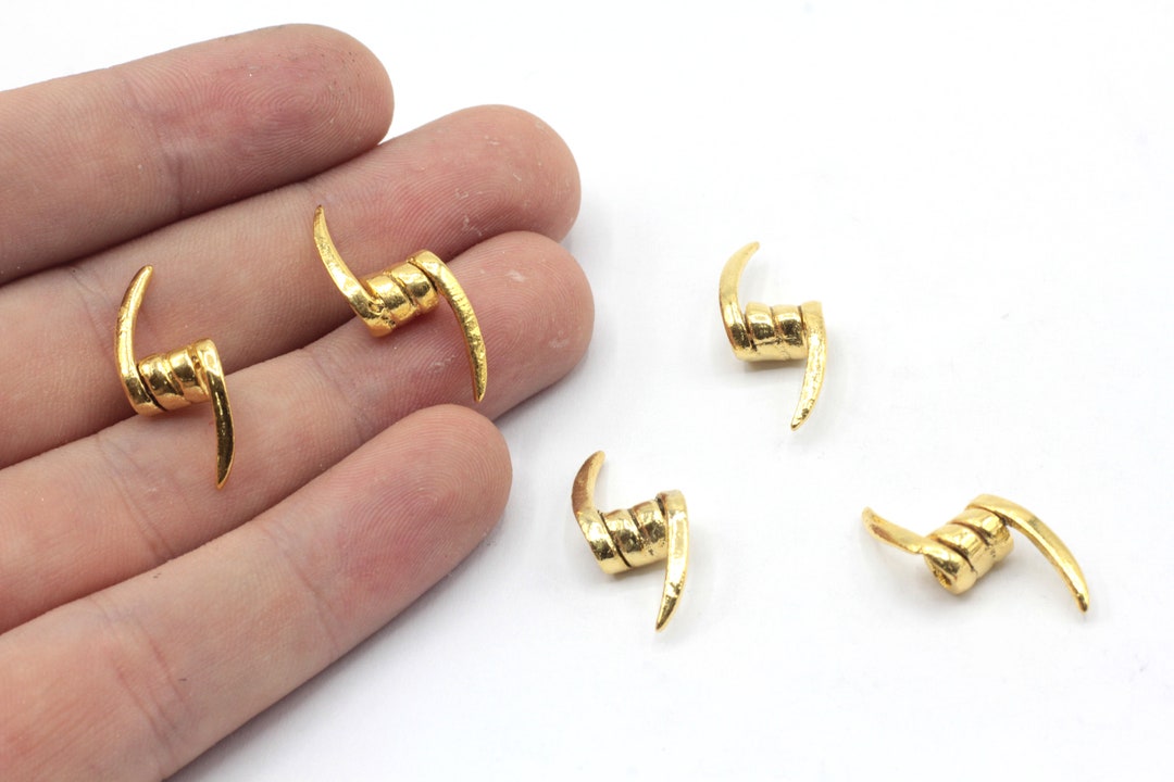 10x24mm 24k Shiny Gold Plated Barbed Wire Charm, Large Hole Barbed Wire ...