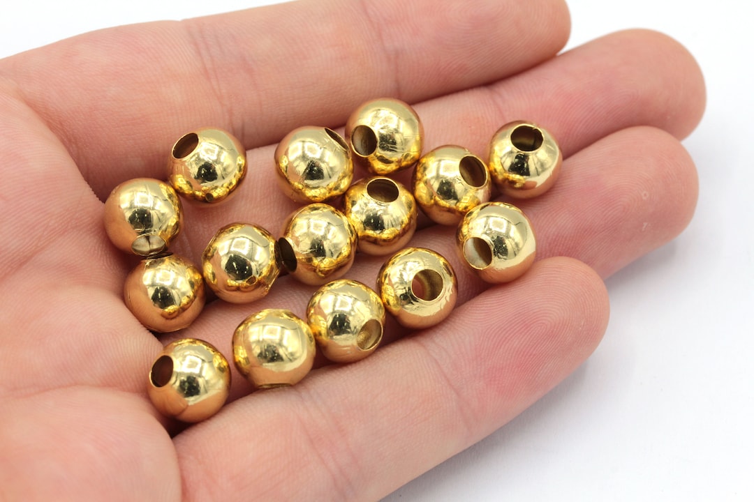 8mm 24k Shiny Gold Tiny Ball Beads , Ball Spacer Beads, Gold Ball Beads ...