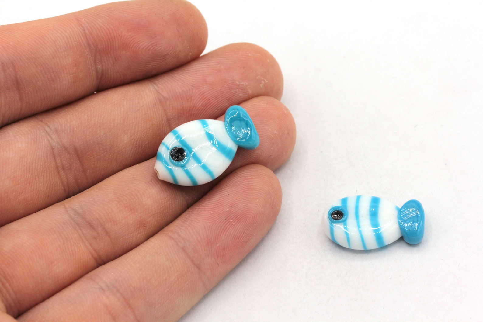 12x23mm Hand Made Murano Glass Fish Beads, Murano Fish Charm, Murano ...