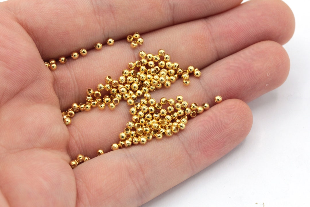 2.5mm 24k Shiny Gold Tiny Ball Beads, Ball Spacer Beads, Gold Ball ...