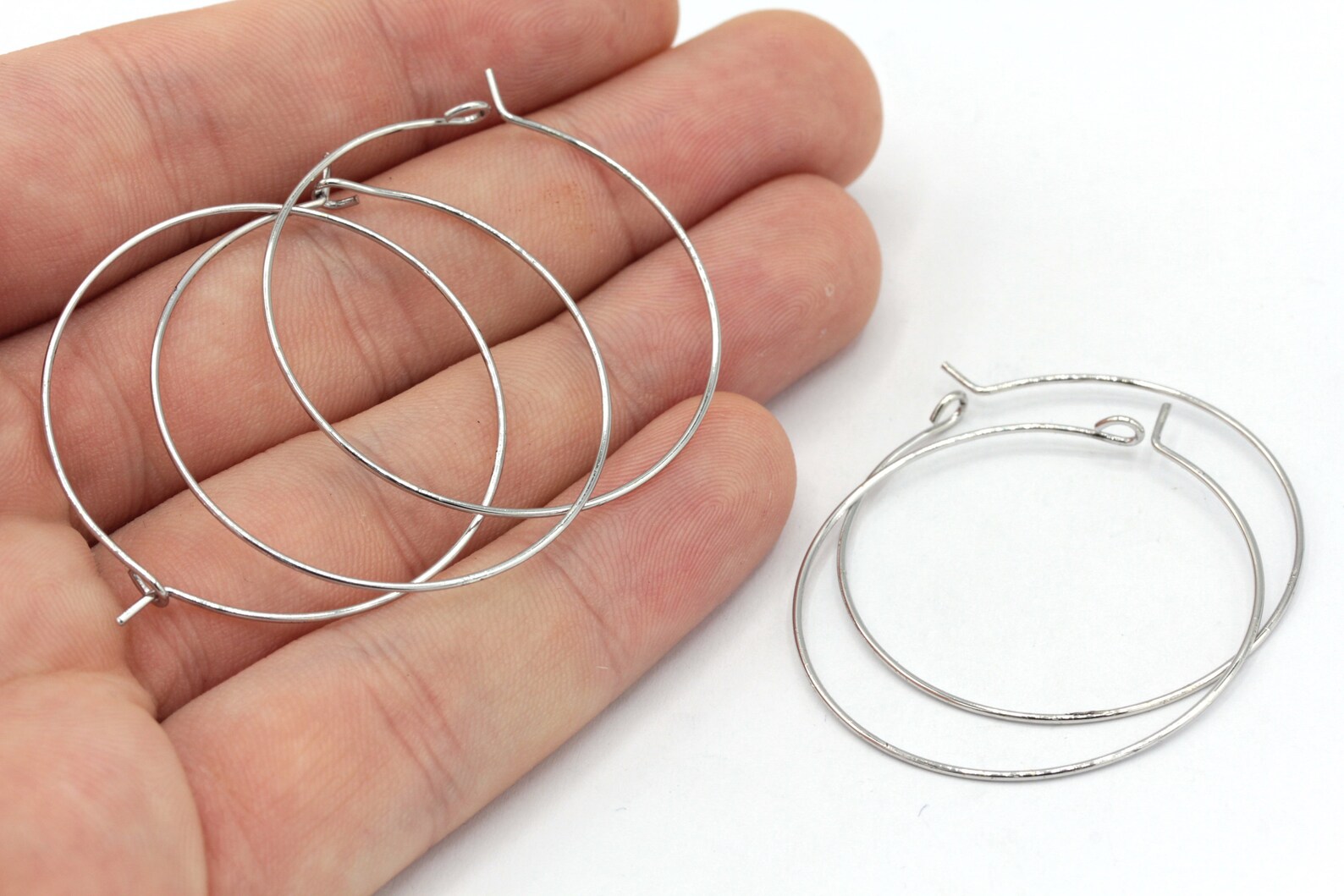 35mm Rhodium Plated Earring Hoops, Hoop Ear Wire, Rhodium Ear Wire ...