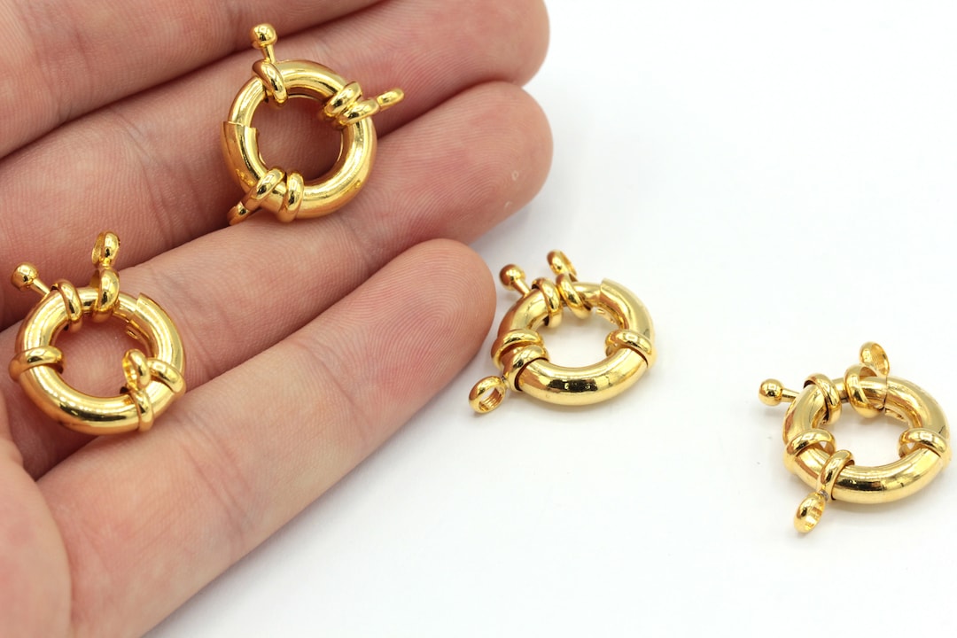 17mm 24k Shiny Gold Plated Anchor Wheel Spring Clasp, Gold Sailor's ...