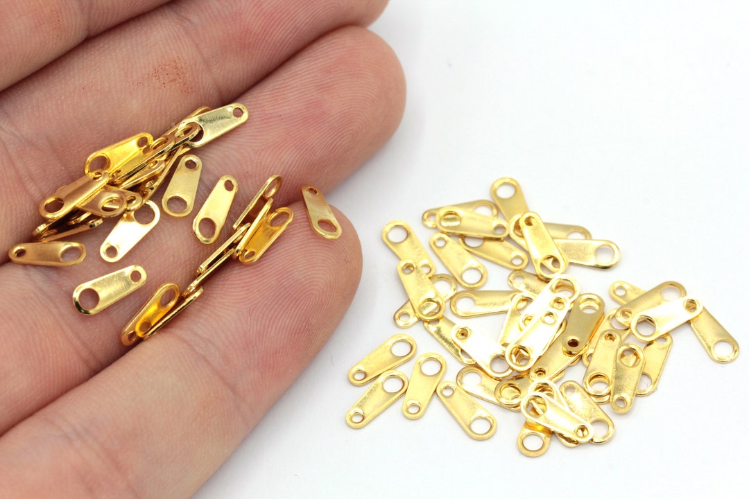 50 Pcs 3x8mm 24k Shiny Gold Plated Chain Connector, Necklace Connector ...