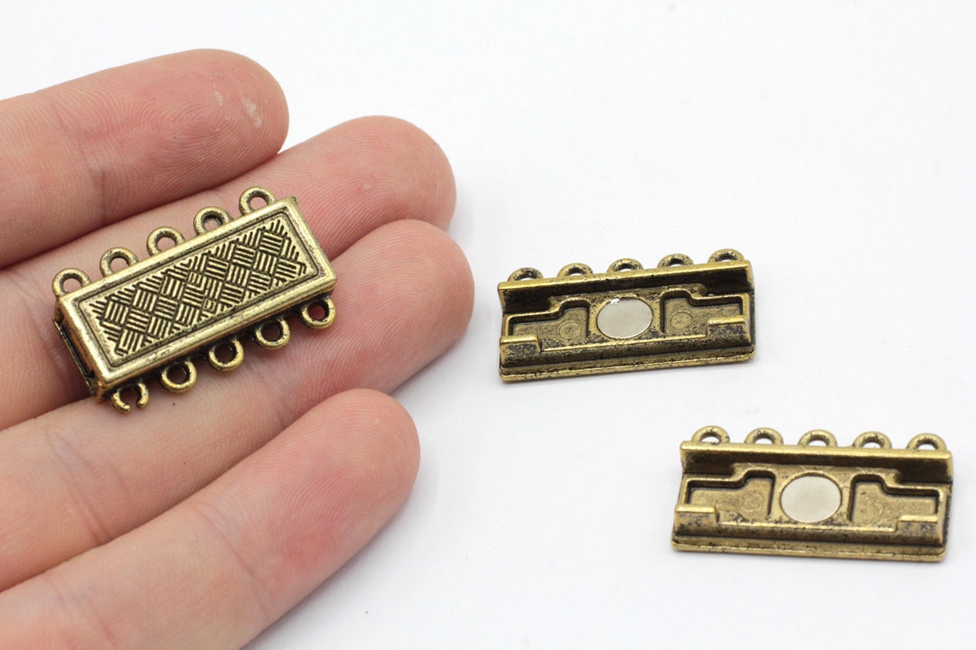 16x27mm Antique Bronze 5 Loops Magnetic Clasps, Multi Strand Clasps ...