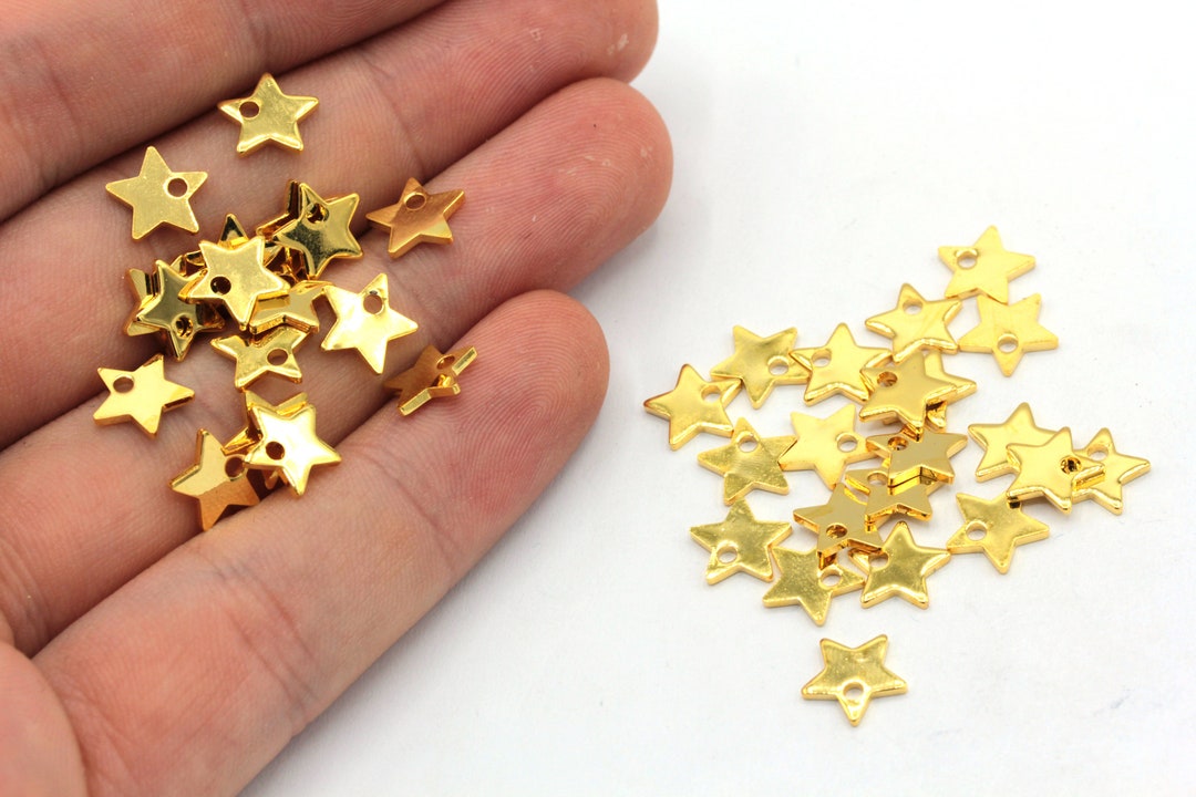 6x10mm 24k Shiny Gold Plated Mini Star Charm, Tiny Star Charm, Gold ...