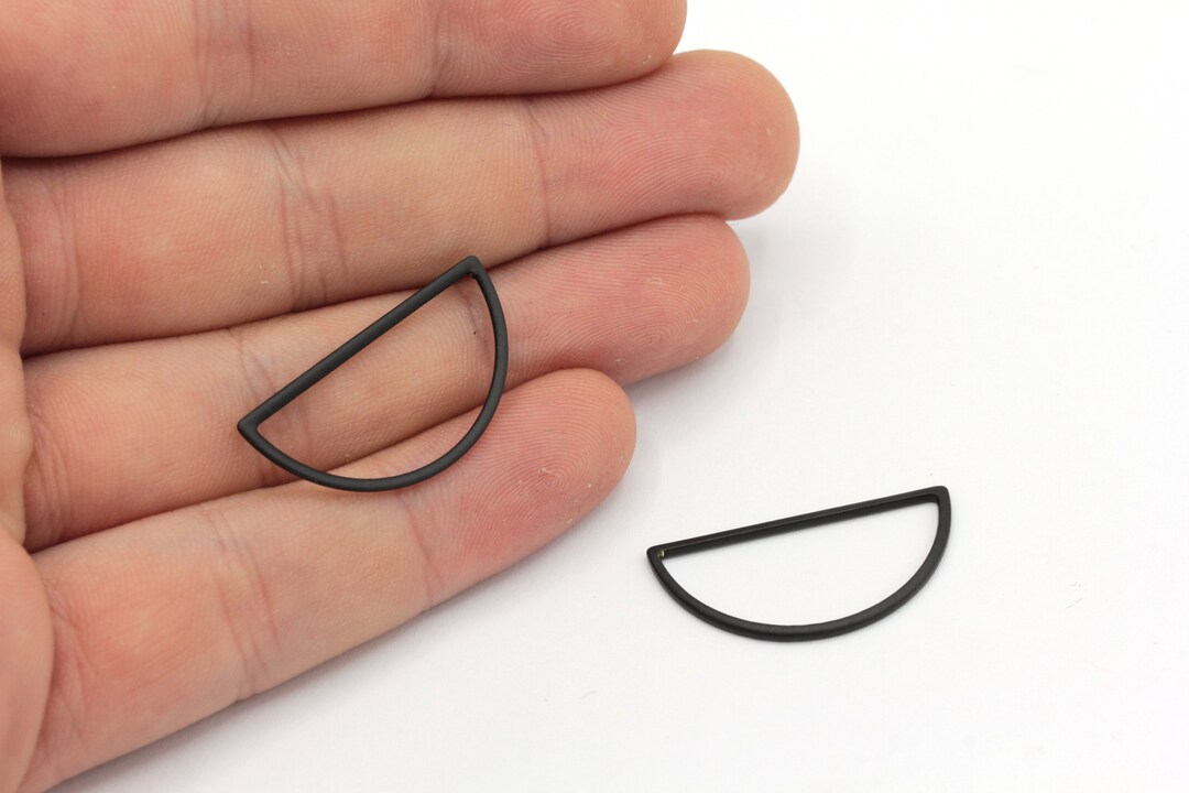 14x28mm Black Semi Circle Charm, Half Circle Ring, Blank Half Round ...