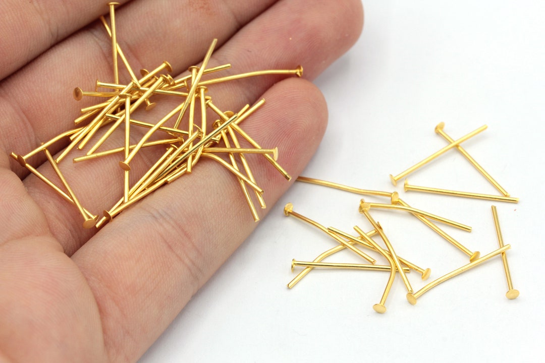 50 Pcs 20 Ga 20mm 24k Shiny Gold Flat Head Pin, Gold Flat Head Pin ...