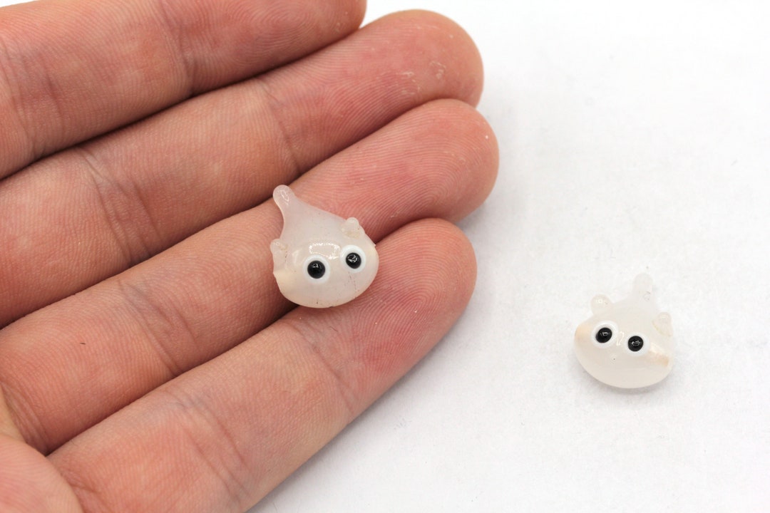 12x19mm Hand Made Murano Glass Ghost Beads, Murano Ghost Charm, Casper ...