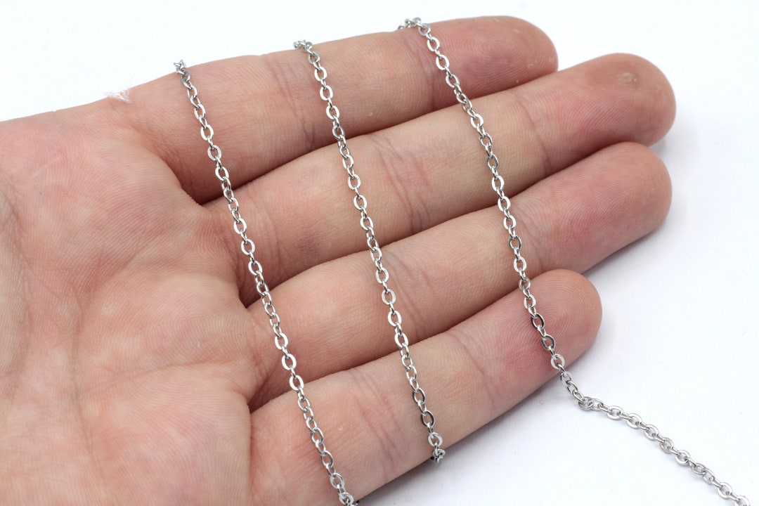 2mm Stainless Steel Tiny Cable Chain, Flat Rolo Chain, Steel Cable ...