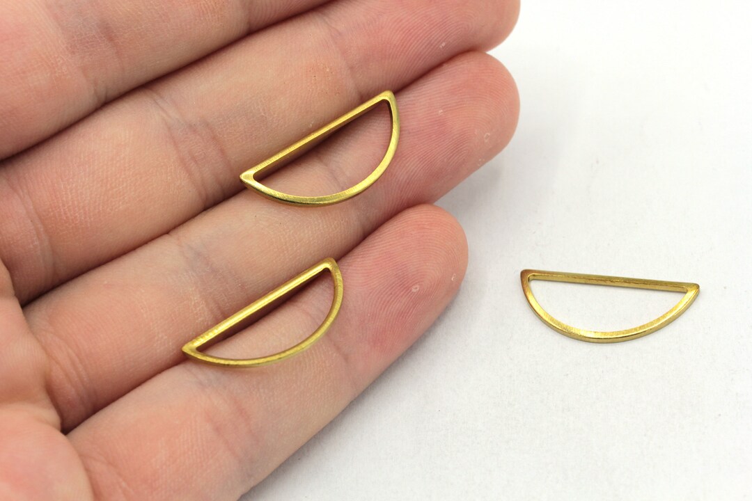 10x23mm Raw Brass Semi Circle Charm, Half Circle Ring, Blank Half Round ...