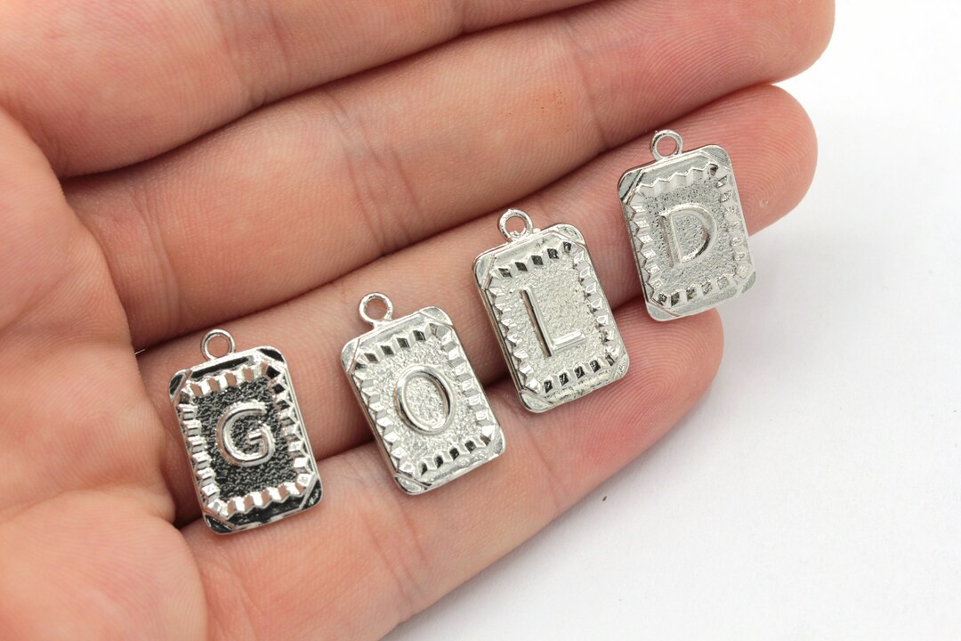 12x20mm Rhodium Letter Charm, Mini Letter Charm, Alphabet Letter Beads ...