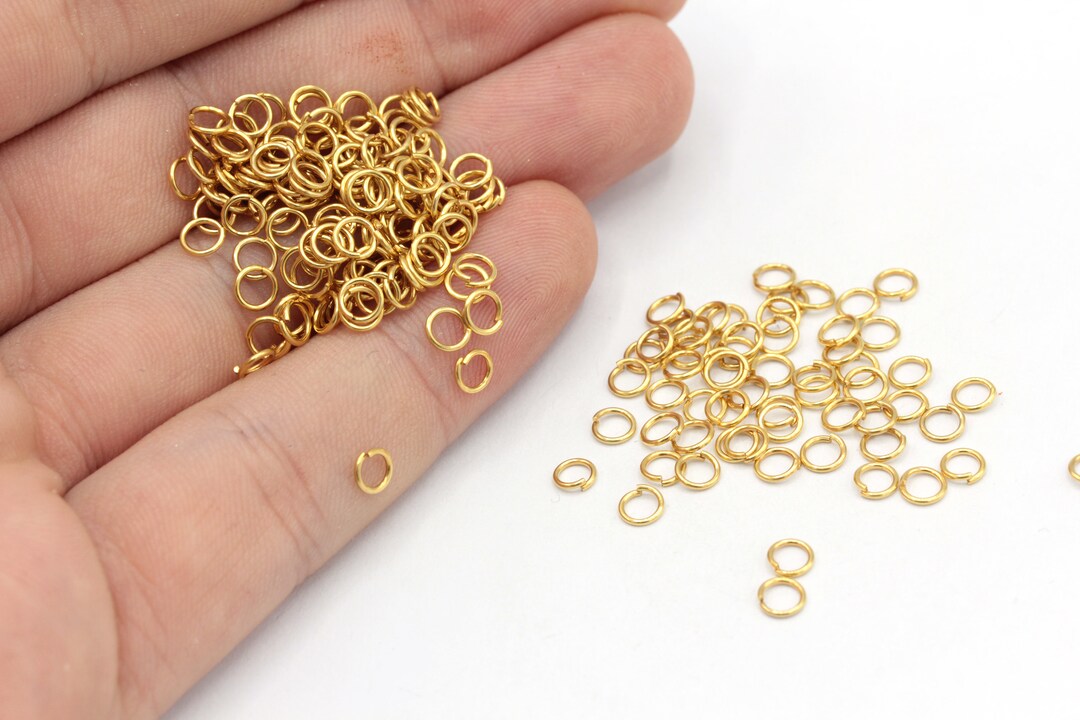 50 Pcs 0.6x4mm 24k Shiny Gold Plated Jump Ring, Open Jump Ring, Gold ...