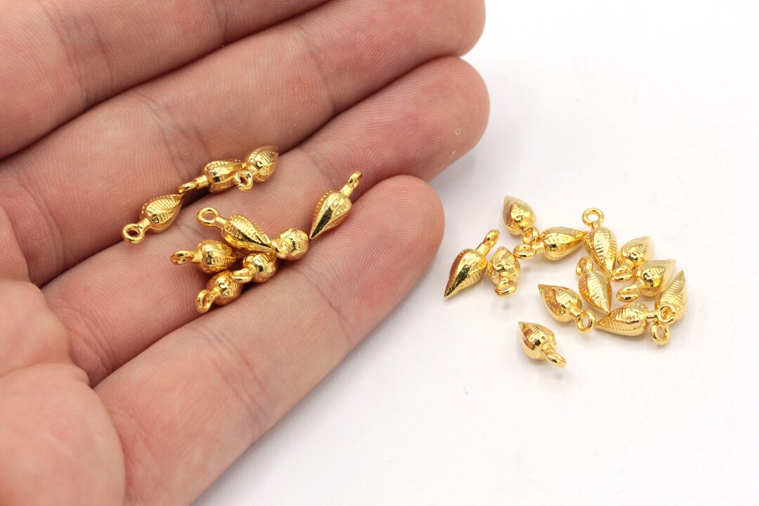 4x12mm 24k Shiny Gold Plated Mini Drop Charm, Tiny Drop Charm, Gold ...
