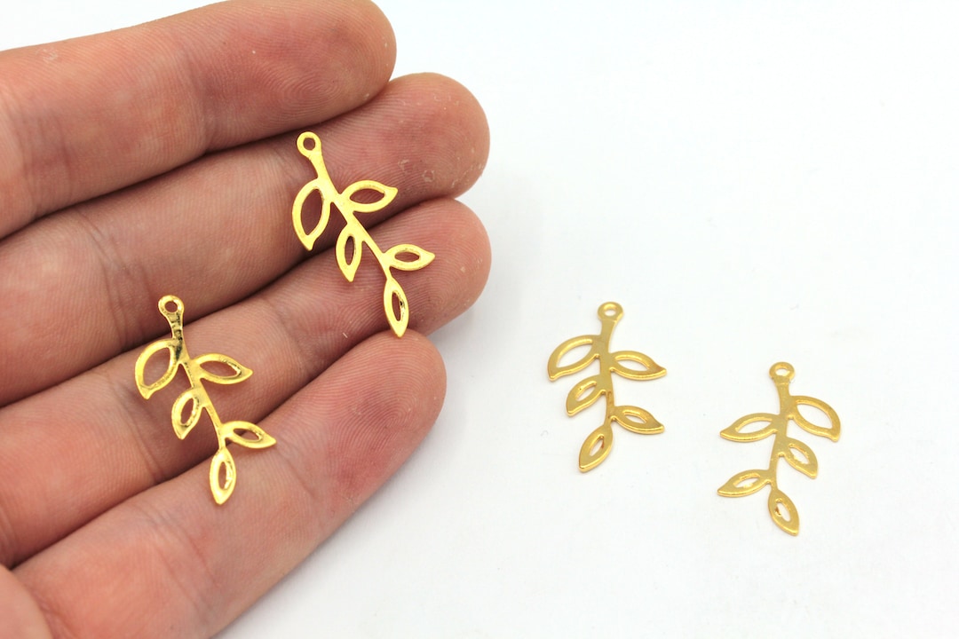 14x25mm Gold Olive Branch Charm, Leaf Pendant, Tiny Leaf Charm, Leaves ...