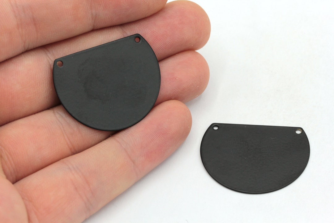 25x32mm Black Plated Large Semi Circle Charm, Half Circle Charm ...