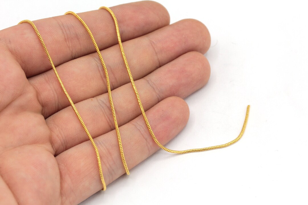 2mm 24k Shiny Gold Plated Snake Chain, Tiny Snake Chain, Choker Chain ...