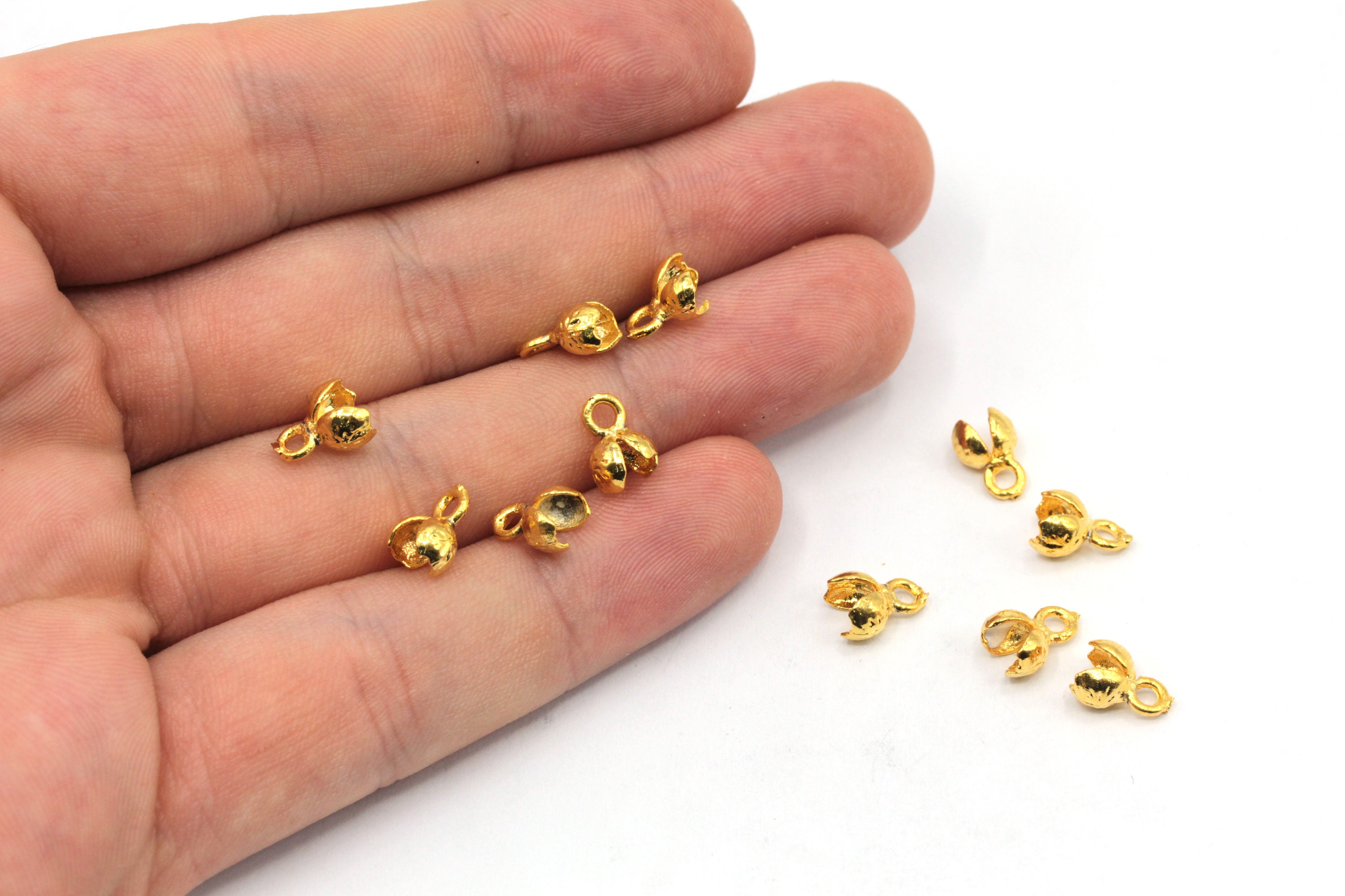 24k Shiny Gold Plated Crimp Ends Clam Shell Bead Tips Cord - Etsy