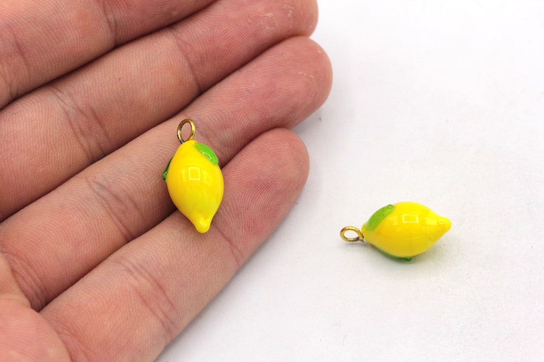 10x20mm Hand Made Murano Glass Lemon Beads, Murano Lemon Charm, Lemon ...