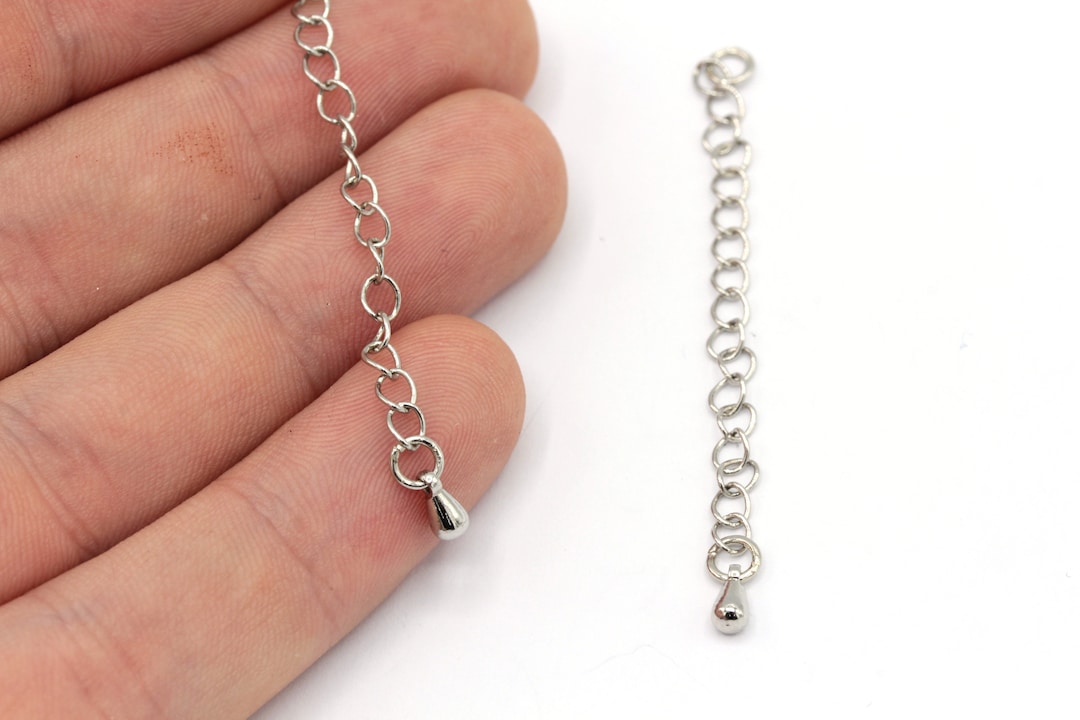 4 Pcs Rhodium Plated Drop Extender Chain, Extender Chain, Necklace ...