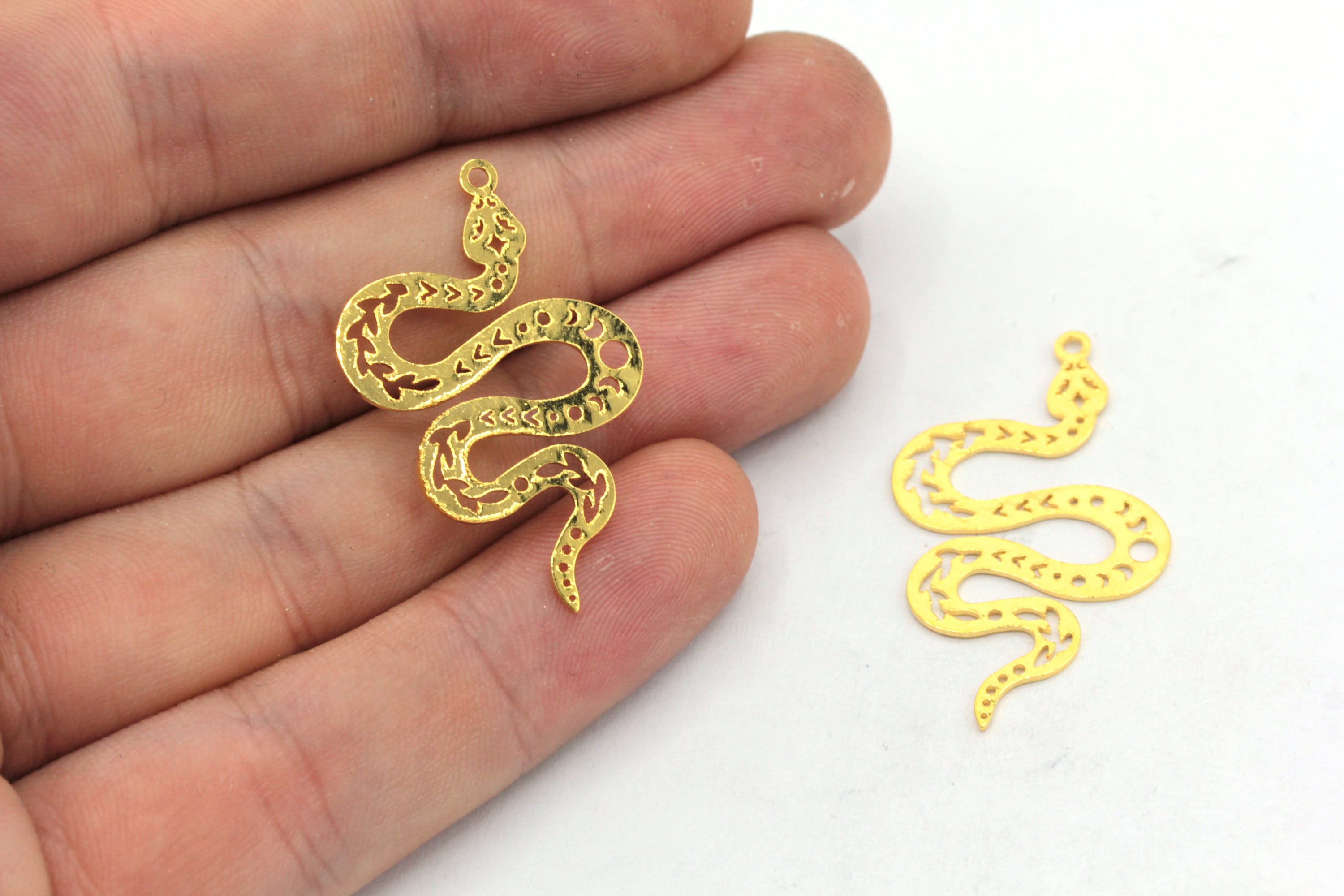 20x39mm 24k Shiny Gold Snake Charm Animal Pendant Gold Snake - Etsy