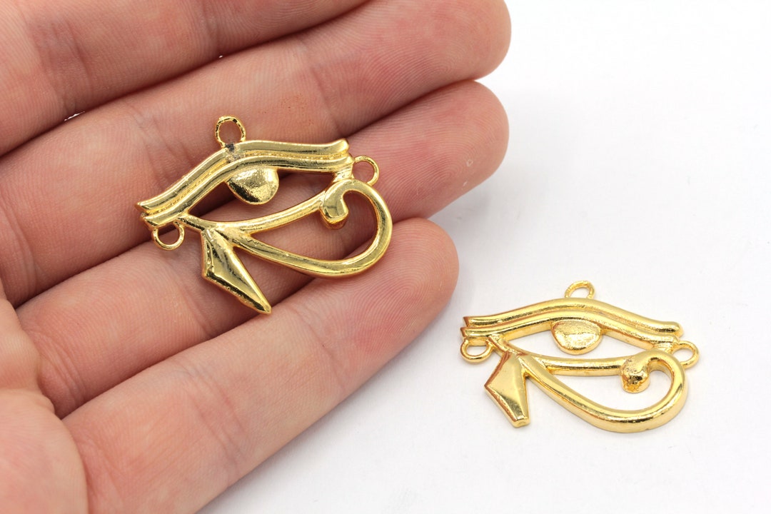 26x33mm 24k Shiny Gold Plated Eye of Horus Ra Charm, Eye of Ra Necklace ...
