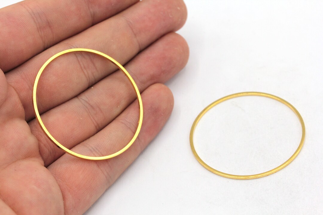 40mm 24k Shiny Gold Plated Round Link, Gold Round Charm, Round Closed ...