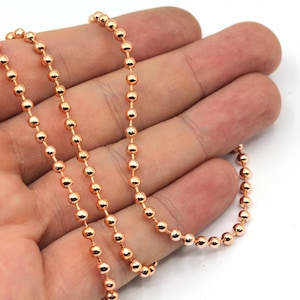 3mm Rose Gold Plated Ball Chain, Rose Ball Beaded Chain, Soldered Chain ...