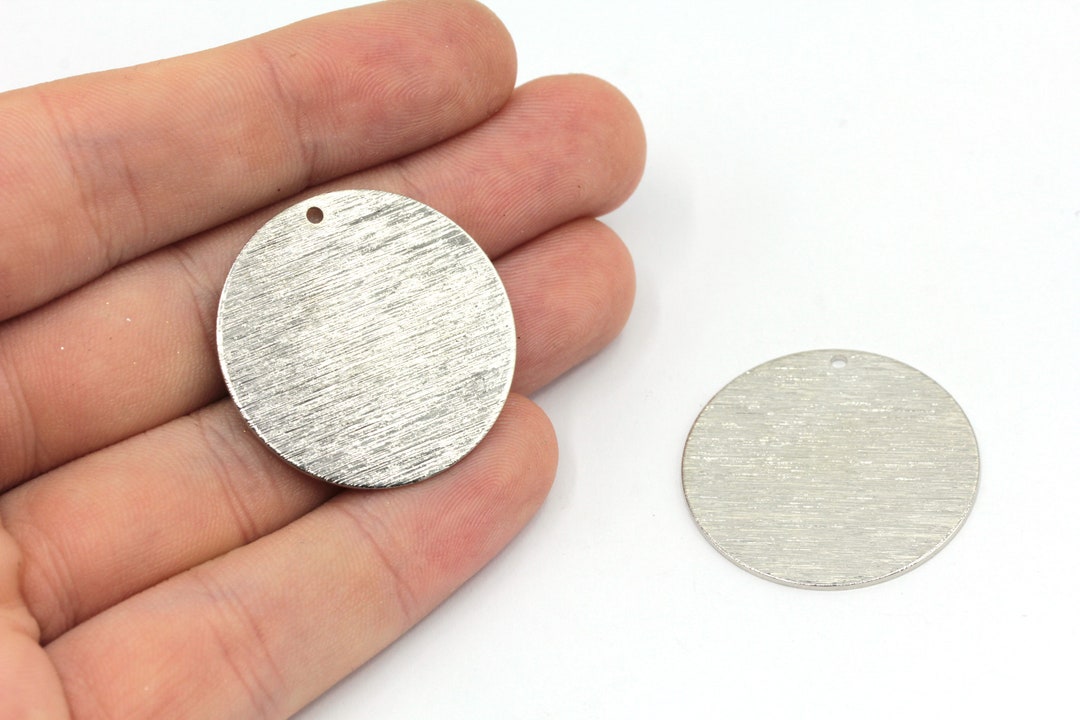 30mm Rhodium Large Round Charm, Round Disc Charm, Stamping Tag ...