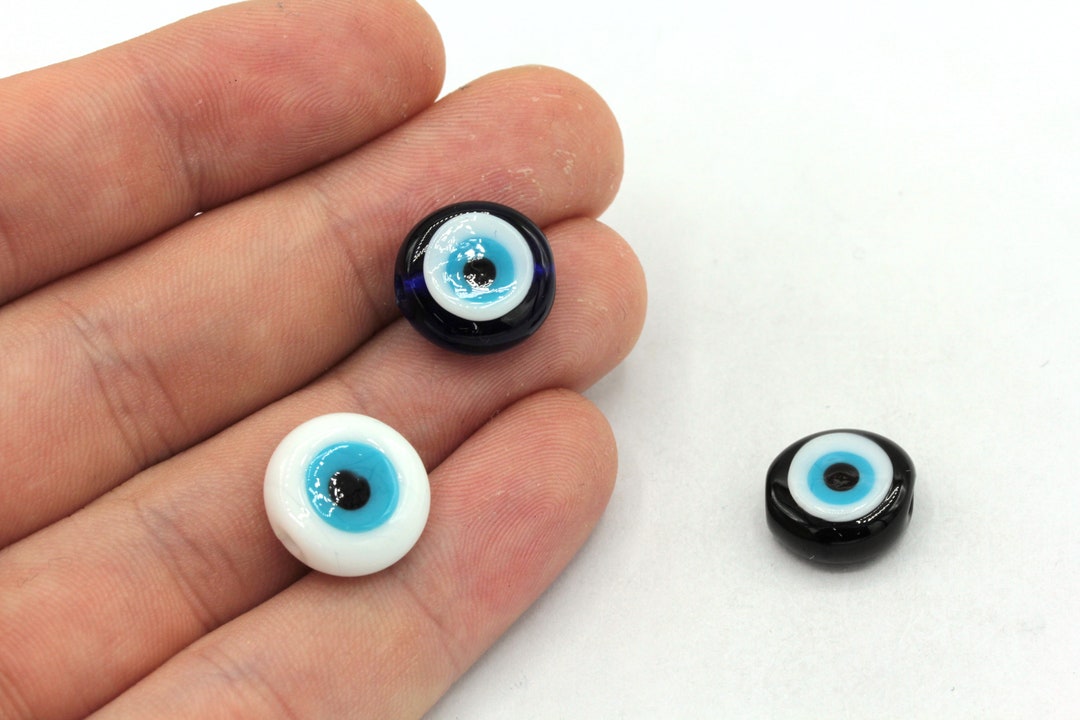 14mm Hand Made Murano Glass Evil Eye Beads, Murano Evil Eye Charm ...