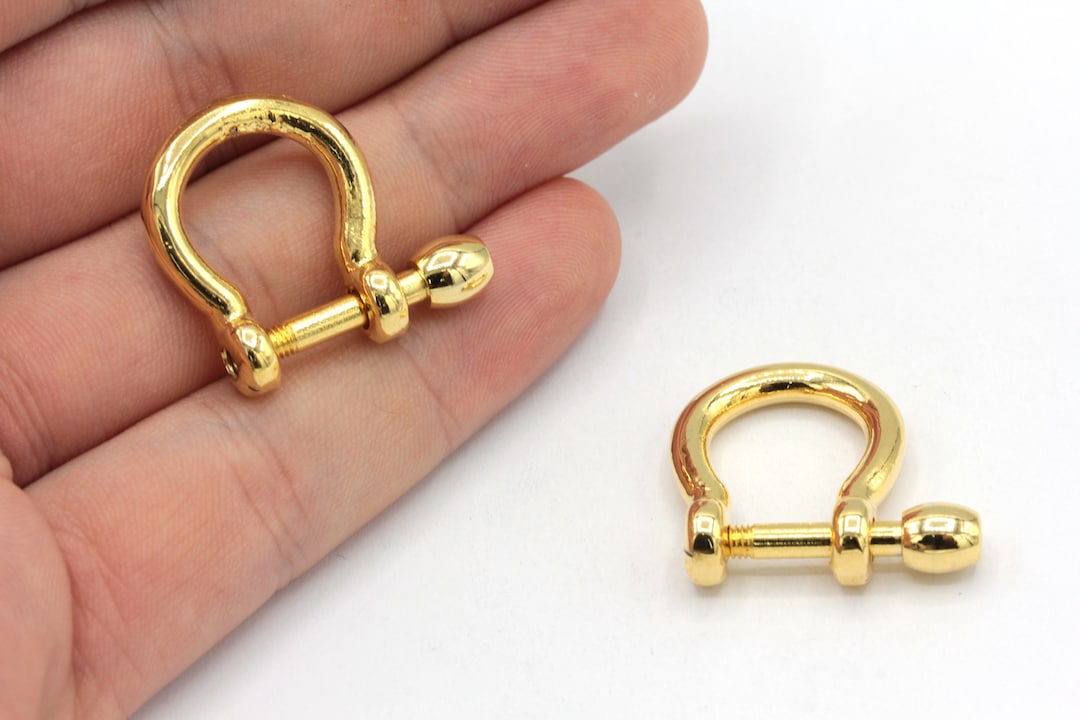 21x25mm 24k Shiny Gold Plated Shackle Clasp With Screw, U Lock Clasps ...