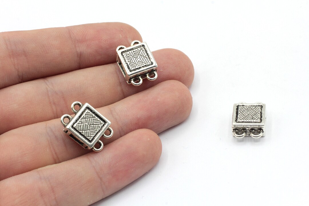 11x15mm Silver Plated 2 Loops Magnetic Clasps, Multi Strand Clasps ...