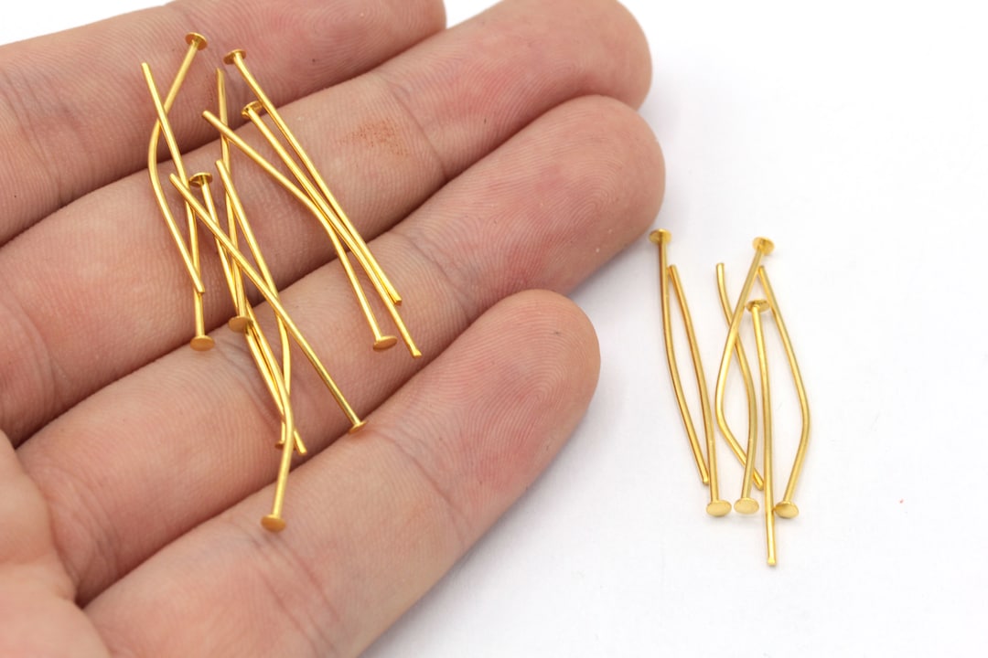 50 Pcs 20 Ga 30mm 24k Shiny Gold Flat Head Pin, Gold Flat Head Pin ...