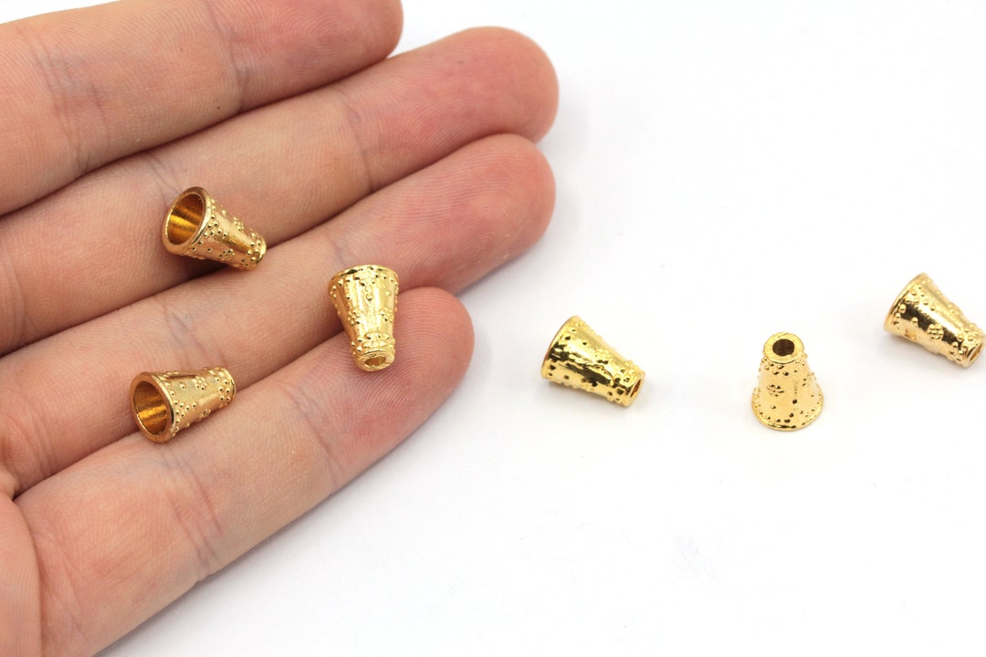 8x11mm 24k Shiny Gold Plated Cone Caps, Mini Cone Cap, Cones, Tiny Bead ...