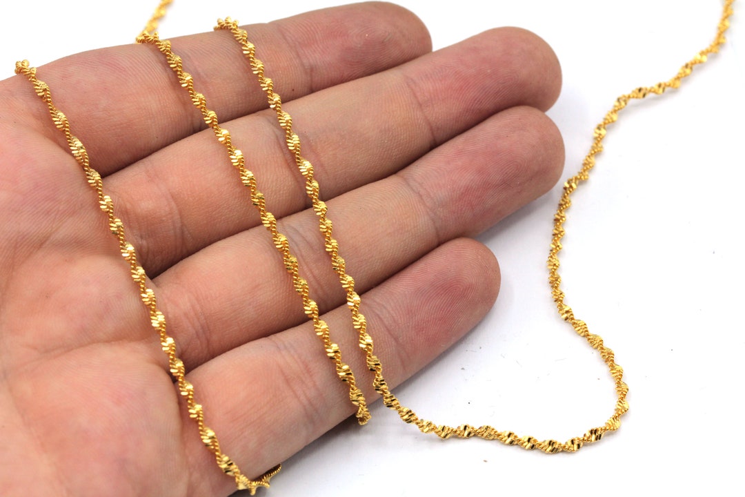 1.6mm 24k Shiny Gold Plated Tiny Twist Chain, Rope Chain, Singapore ...